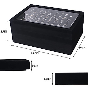 Pengup 5 Pcs/set Stackable Jewelry Organizer Trays,Rings Necklaces Earrings Bracelets Display Storage Trays Holder with Glass Lid (Black Velvet)