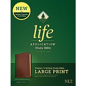 Tyndale NLT Life Application Study Bible, Third Edition, Large Print (LeatherLike, Brown/Mahogany, Red Letter) – New Living Translation Bible, Large Print Study Bible for Enhanced Readability