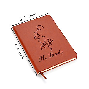 LBWCER Beauty and the Beast Leather Notebook Animated Movie Inspired Gifts Inspirational gifts for TV Movie fans Valentine's Day Gifts (Beauty)