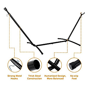 SUPER DEAL Portable 9FT Hammock Stand, Heavy Duty 2 Person 620 LBS Capacity Steel Hammock Frame with Portable Carrying Case, Adjustable 6 Optional Hook Positions, Weather Resistant