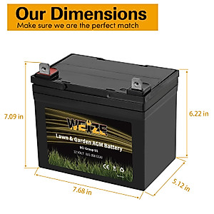 WEIZE Lawn & Garden AGM Battery, 12V 350CCA BCI Group U1 SLA Starting Battery for Lawn, Tractors and Mowers, Compatible with John Deere, Toro, Cub Cadet, and Craftsman