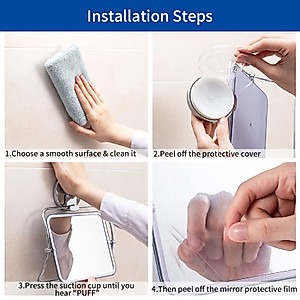 SWAMTIK Shower Mirror Shower Mirror Fogless for Shaving No Fog Shower Mirror 360 Degree Swivel Waterproof Large Shower Mirror Rust Resistant Shower Mirror Fogless for Bathroom NO Drilling Chrome