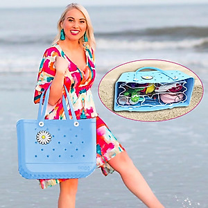 SYTRANREIN Bogg Bag Organizer&Charm Accessories, Waterproof Clear Beach Storage Bag Insert Divider,Compatible with for Bogg Bag XL (White)