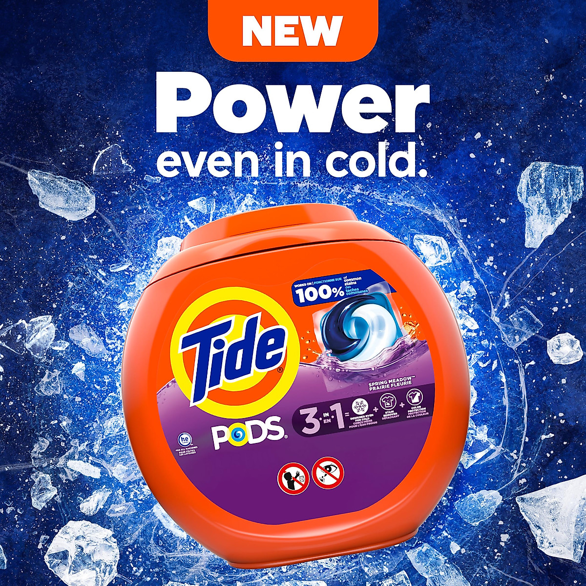 Tide PODS Laundry Detergent Soap Pacs, HE Compatible, 42 Count, Powerful 3-in-1 Clean in one Step, Spring Meadow Scent