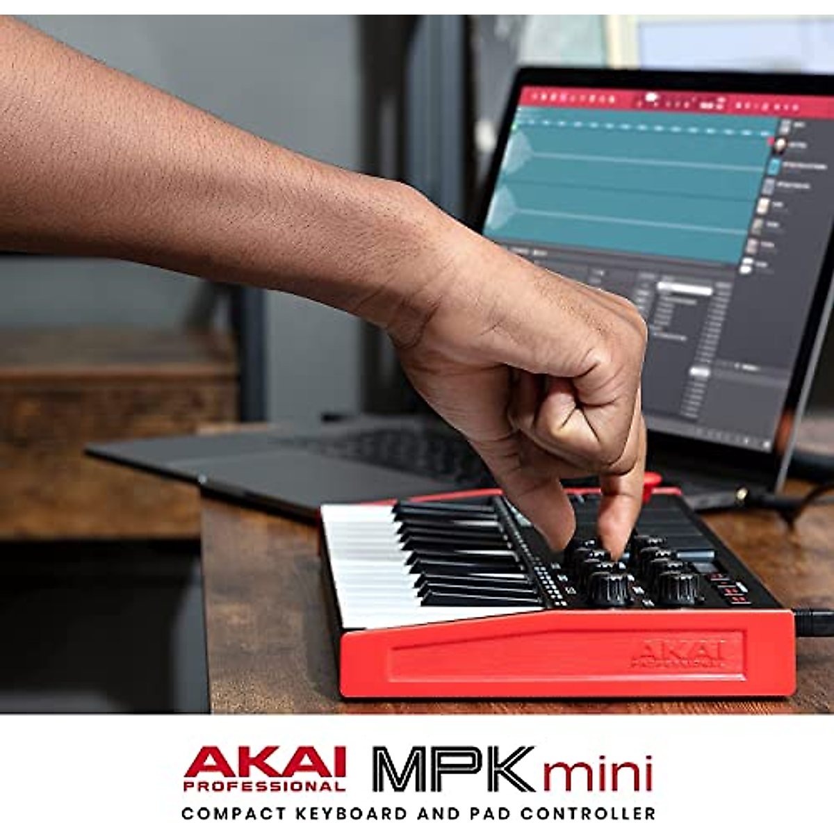 AKAI Professional MPK Mini MK3 - 25 Key USB MIDI Keyboard Controller With 8 Backlit Drum Pads, 8 Knobs and Music Production Software Included