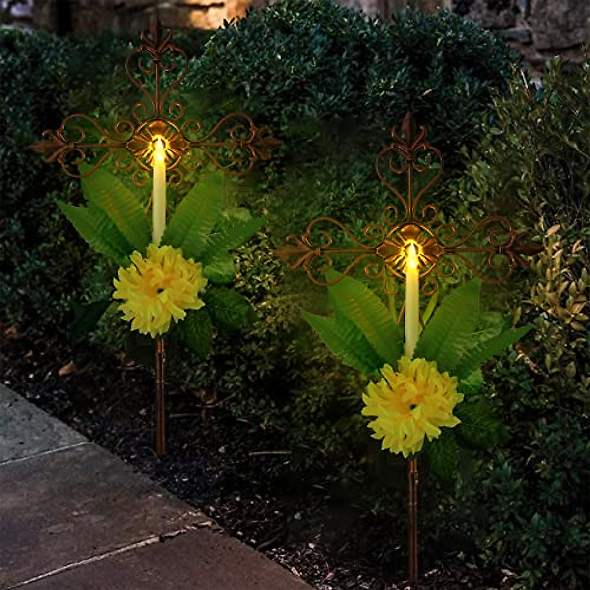Yourongmao Outdoor Solar Garden Lights Waterproof,Cemetery Decorations for Grave Solar Cross Garden Stake Lights,Garden Decor for Remembrance Gifts & Sympathy Gifts