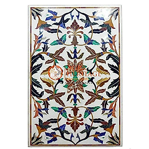 Handicraft White Marble Top Dining Living Inlay Table Top Outdoor Furniture Decorative