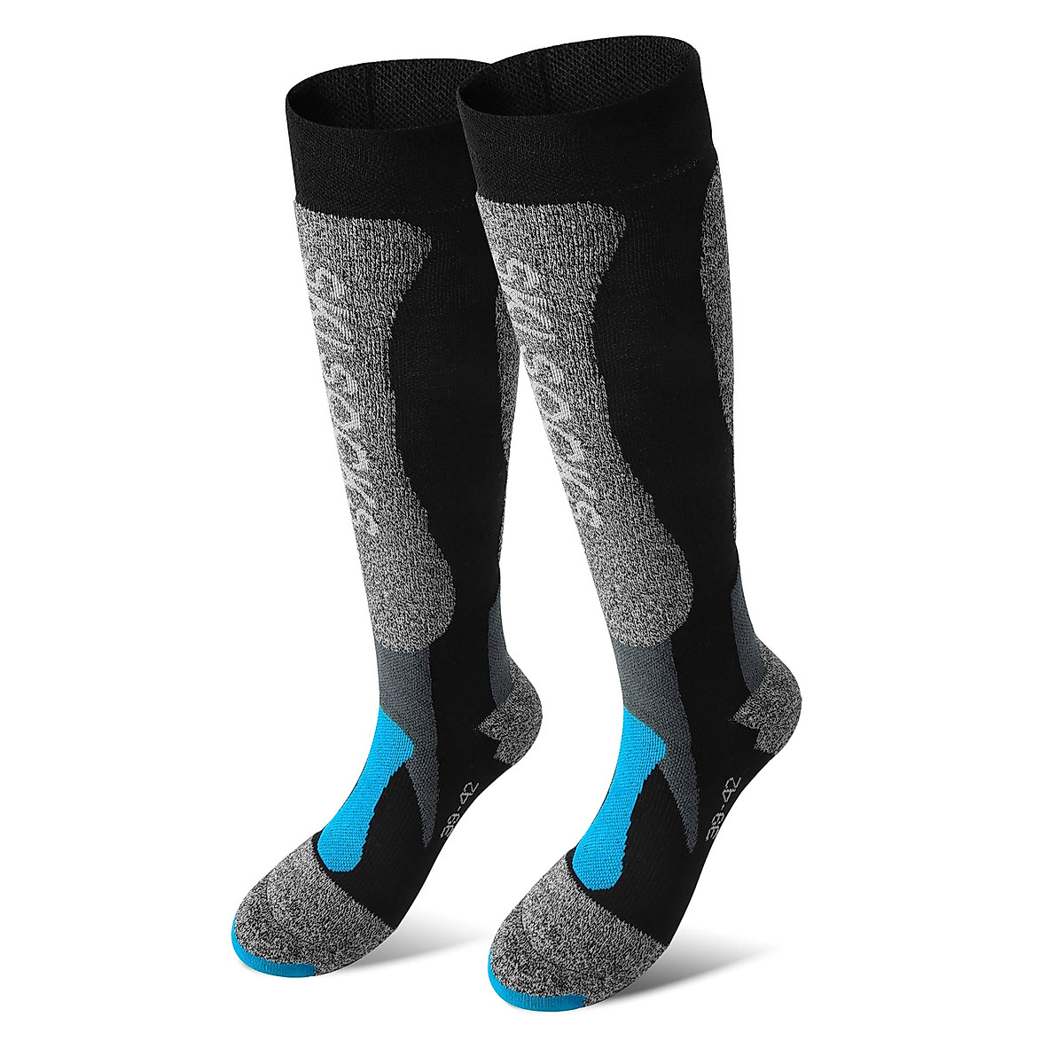 MCTi Ski Socks Thermolite Winter Thermal Snow Snowboard Hiking Over the Calf Long Socks 2 Pairs