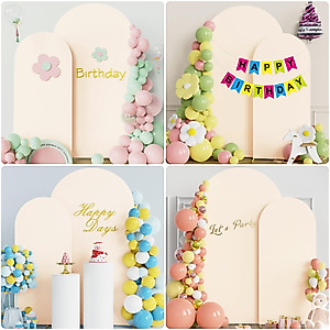 Fomcet Set of 2 Wedding Arch Cover 6FT, 7.2FT Beige 2-Sided Round Top Spandex Arch Backdrop Cover Fitted Fabric for Birthday Party Baby Shower Wedding Arch Stand Decoration