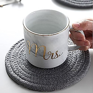 Larpur Trivet Set Pot Holders, 7” Cotton Thread Weave Hot Mats Set of 2 Coasters Hot Pad for Cooking and Baking, Kitchen (Grey-2 Pcs)