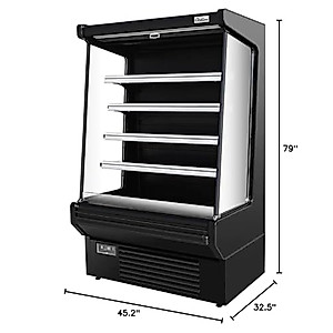 FRICOOL Food Refrigerated Display Case for Commercial Bakery Pastry Front Open Air Refrigerated Display Cooler Case, Movable Shelves and Adjustable Legs, 36~41℉ (61.4 Inches, Black)