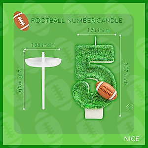 PHD CAKE 2.76 Inch Number 1 Football Birthday Candles, Football Themed Number Candles, Party Celebration