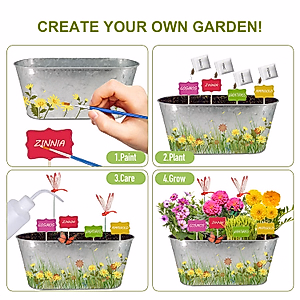Wenzhuo Paint & Plant Flower Growing Kits-Planter,Soil-Kids Gardeing kit Toys，DIY STEM Arts & Crafts Project Activity,Unique Science and Garden Gift for Girls & Boys Age 5 6 7 8-12