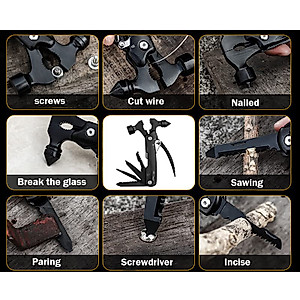 Hammer Multitool with Knife Saw, Wire Cutter, Pliers, Sheath for Fishing, Camping and Survival