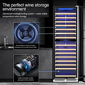BODEGA Wine Cooler Refrigerator 24 Inch, 174 Bottle Dual Zone Wine Fridge with Double-Layer Tempered Glass Door and Temperature Memory Function,Built-in or Freestanding