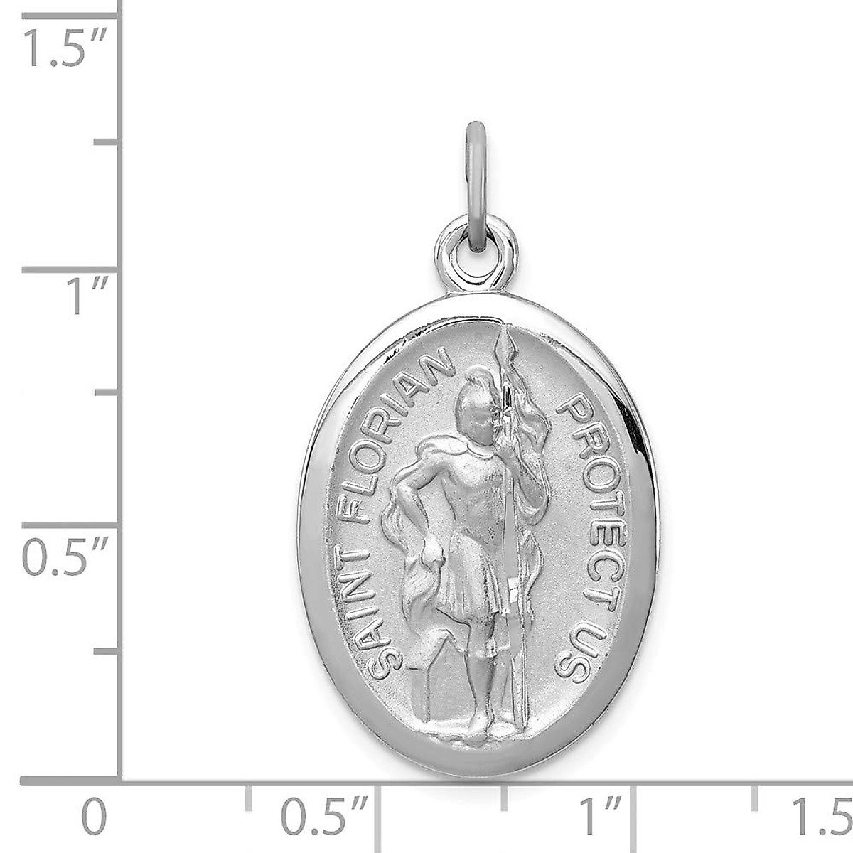 Solid 925 Sterling Silver Catholic Patron Saint Florian Pendant Charm Medal - 35mm x 20mm