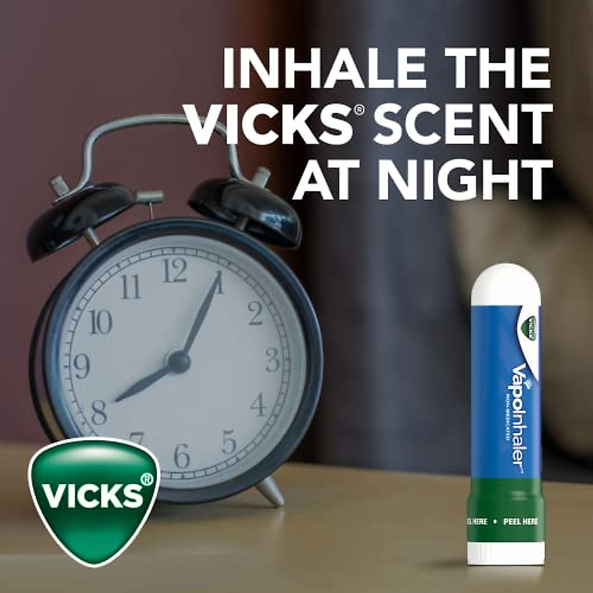 VapoInhaler, On-the-Go Portable Nasal Inhaler, Non-Medicated, With Refreshing Vicks Vapors, Menthol Scent, 3 Scented Sticks