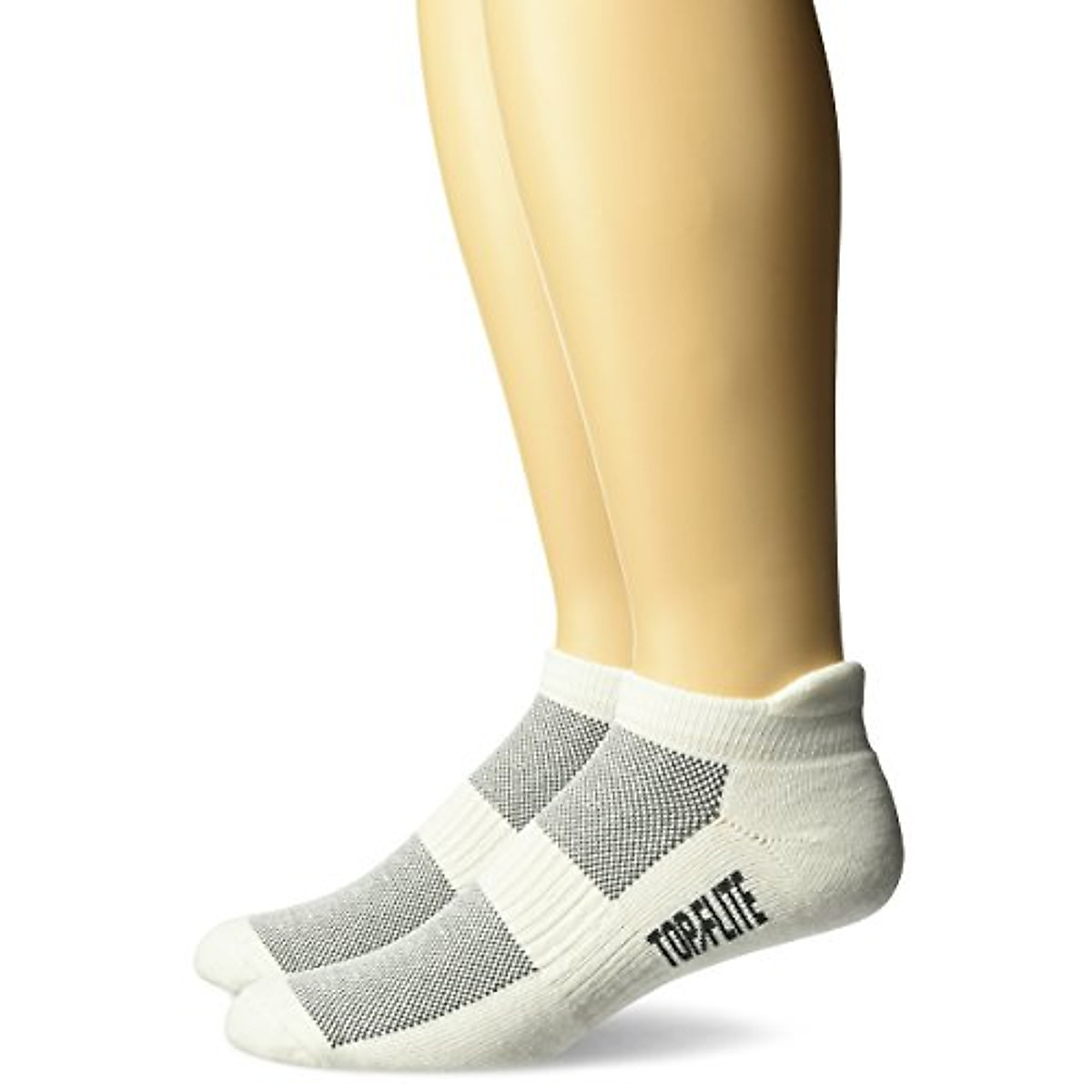 Top Flite Men's Sport Tab Low Cut Half Cushion Socks 2 Pack, White, Large