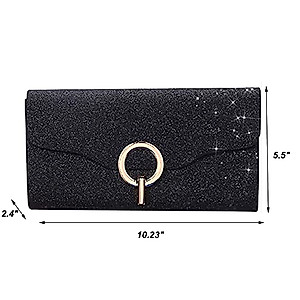 Nhicdns Clutch Purses for Women Evening Bags Envelope Clutch Handbags Wedding Party Prom Purse Black