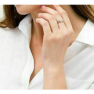 GLOW SPECTRA JEWELS 1.50 Cttw Round Shape White Cubic Zirconia Prong Setting Wedding Engagement Wonder Women Symbol Ring In 14K Yellow Gold Plated 925 Sterling Silver Ring Size - 8