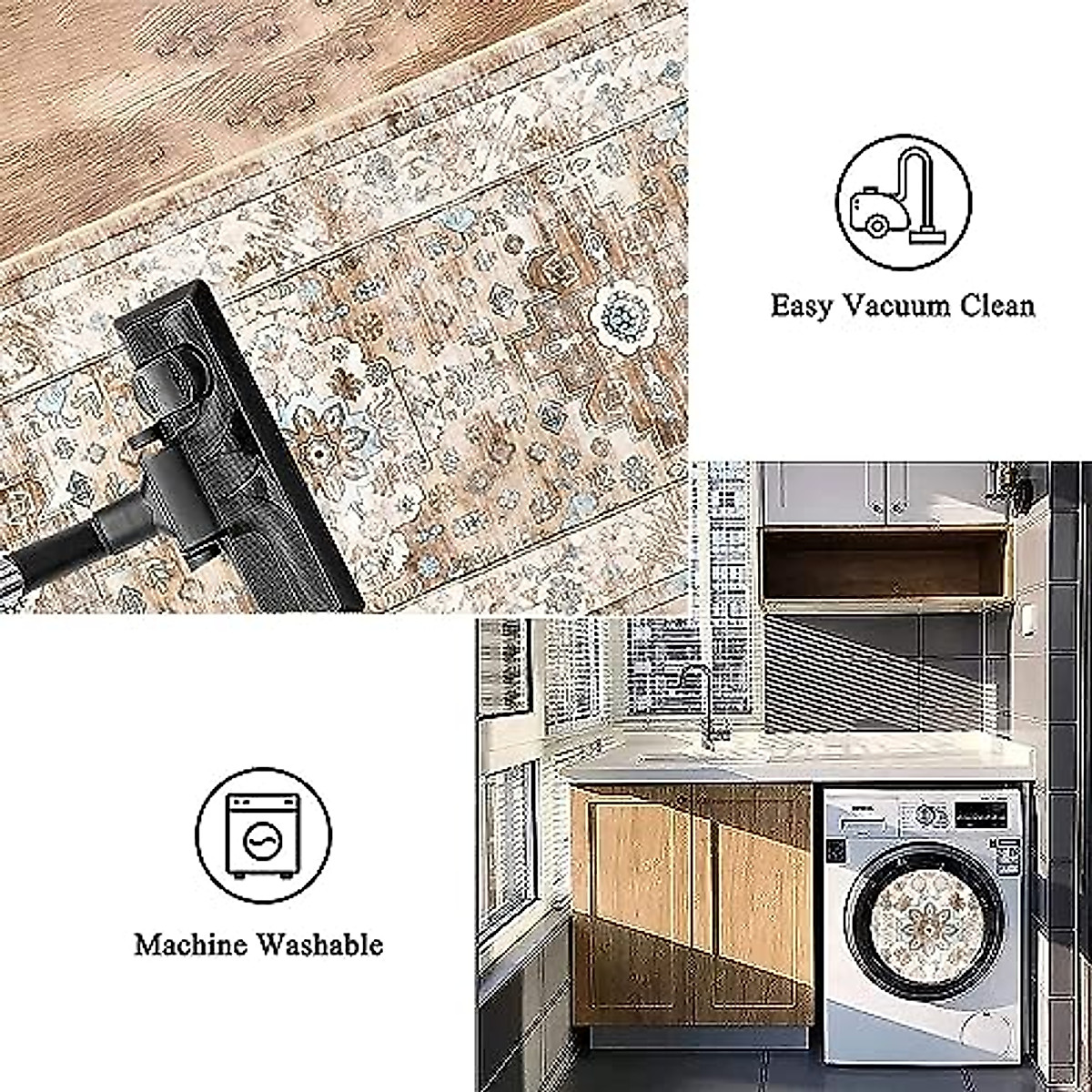 Pauwer Hallway Runner Rug 2'x8', Boho Washable Runner Rugs with Rubber Backing, Oriental Non Slip Carpet Runner for Hallways, Farmhouse Rug Runners for Kitchen Laundry Room Entryway Bedroom