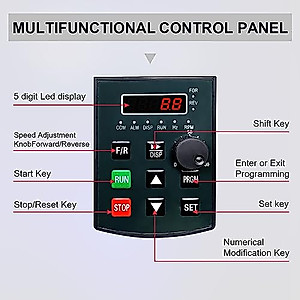 SZCY LLC AC 220V/2.2KW Variable Frequency Drive, 12A VFD Inverter Frequency Converter for Spindle Motor Speed Control (Single-Phase Input, 3 Phase Output)