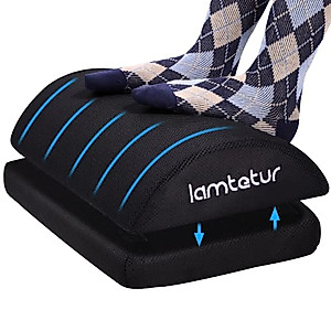Lamtetur Footrest for Under Desk at Work with 1 Optional Covers for Replacing– Adjustable Memory Foam Foot Rest for Office Chair & Gaming Chair – Ergonomic Design for Back & Hip Pain Relief (Black)