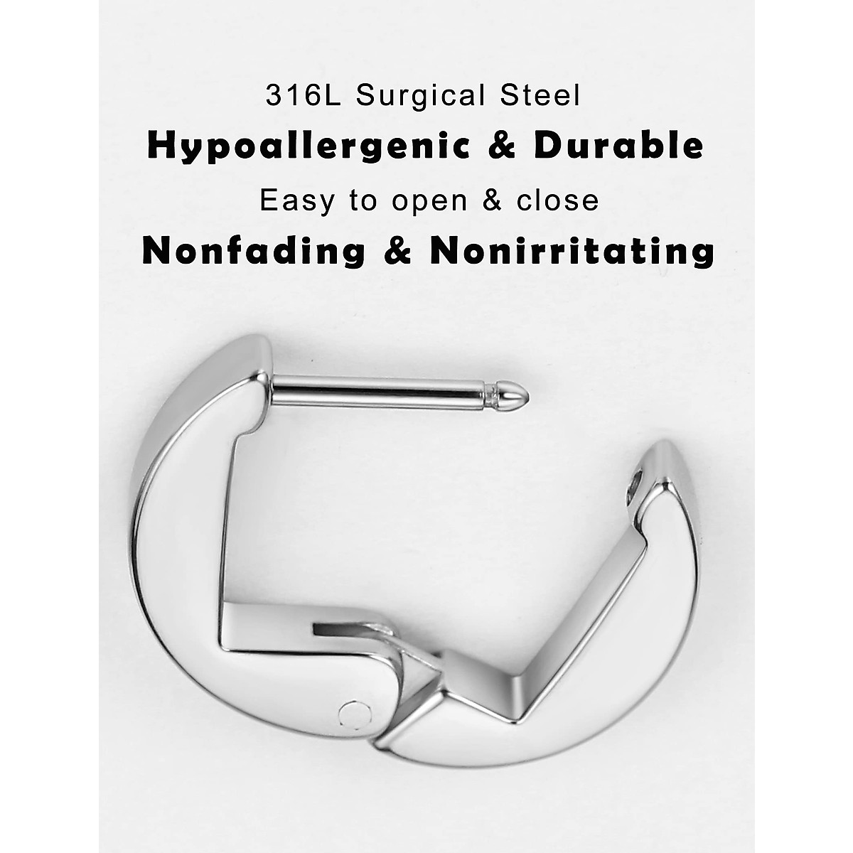 TDEBA 316L Surgical Steel Small Hoop Earrings, Silver Huggie Earrings for Women, Stainless Steel Earrings for Sensitive Ears