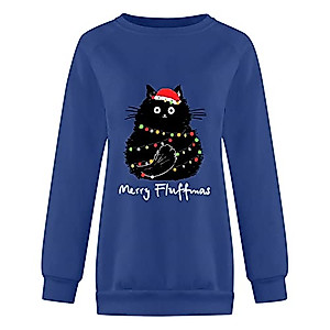 Christmas Sweater Sherpa Jacket Women Plaid Tree Christmas Trees Merry Christmas Plaid Puff Sleeves Crew Neck Pullover Shirt lace Sweater Coats for Women Fall Clothes for Women 2023 Merry Christmas