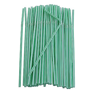 Flexible Plastic Drinking Straws (Assorted Classic Striped) Bendable Disposable BPA Free Bendy Straws