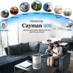 Okaysou Cayman 608/320 Replacement Filter, 3-in-1 True HEPA, High-Efficiency Activated Carbon, White