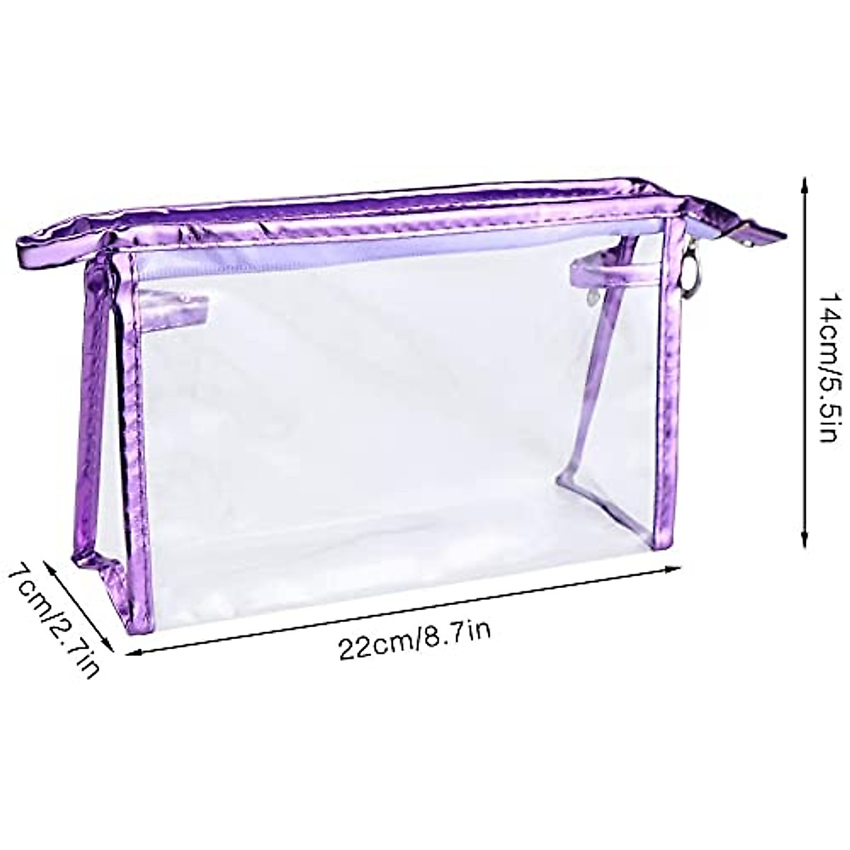 Meetory 5 Pcs Clear Waterproof Cosmetic Bag with Zipper, PVC Transparent Plastic Makeup Organizing Bags Travel Toiletry Pouch for Bathroom, Vacation and Organizing