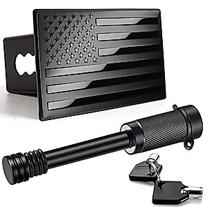 Bonrcea Heavy American Flag Metal Trailer Hitch Cover for 2 inch Receivers（with 5/8-Inch Pin Diameter Trailer Hitch Lock ）