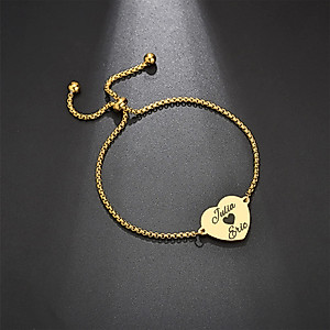 3UMeter Bracelet with Picture Inside Picture Bracelet for Women Carved Heart Shaped Pendant Double-side Customized Photo Bracelet Jewelry Gift