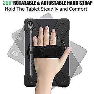 Junfire Shockproof Case for Lenovo Tab P11 Plus/P11 (2021/2020), Lenovo Tab P11 Plus/P11 Heavy Duty Rugged Case 11 inch with Hand Strap Kickstand Shoulder Belt for TB-J606F/TB-J606X/TB-J616F-Black