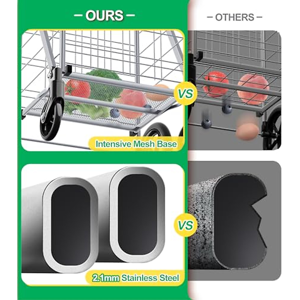 winkeep Newly Released Grocery Utility Flat Folding Shopping Cart with 360° Rolling Swivel Wheels Heavy Duty & Light Weight Extra Large Utility Cart