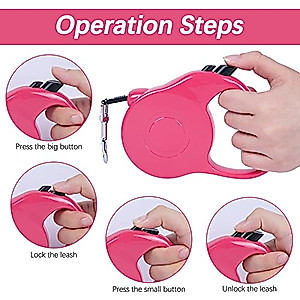 [Upgraded Version] Dunhuang Retractable Dog Leash for X-Small/Small/Medium Dogs, Pet Walking Leash with Anti-Slip Handle, 10/16 ft Strong Nylon Tape, Tangle-Free, One-Handed Lock & Release