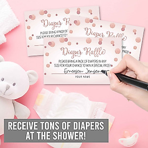 25 Baby Shower Diaper Raffle Tickets For Baby Shower Girl - Gold Baby Shower Games For Girls, Diaper Raffle Cards, Baby Raffle Tickets, Baby Shower Invitation Inserts, Baby Shower Ideas