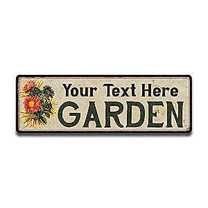 Personalized Garden Sign Flower Rustic Custom Name Decor Signs She Shed Decorations Flowers Vintage Wall Art Moms Tin Plaque Plant Gardening Flowers Gift 6 x 18 Matte Finish Metal 106180017001