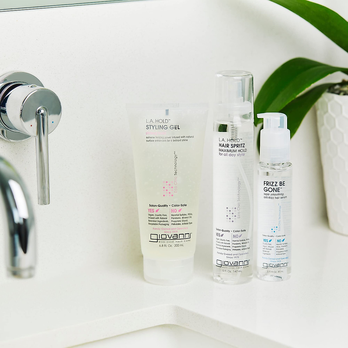 GIOVANNI L.A. Hold Styling Gel - Strong Hold, Hair Gel for Women and Men, Vegan, No Parabens or Phthalates, Infused with Natural Botanical Ingredients, Lightweight Hair Styling Gel - 6.8 oz (1 Pack)