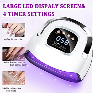 LKE UV Nail Lamp, Nail Dryer 220W Light for Nails with 4 Timers LED Lamp Gel Polish Kit Professional Art Tools Automatic Sensor