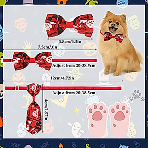 32 Pieces Halloween Dog Tie and Bowtie Collars Set Includes 16 Dog Neckties and 16 Dog Bow Tie Adjustable Dog Costume Neckties and Bow Tiespet Collars Dog Bow Tie for Small Medium Large Dog Cat Pet