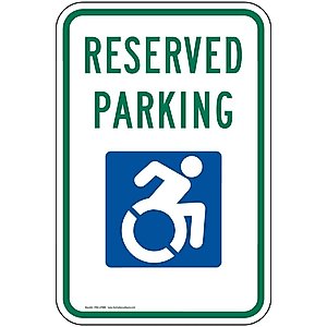 ComplianceSigns.com Reserved Parking Sign with Dynamic Accessibility Symbol, Reflective White, 18x12 Inch on 80 mil Aluminum for Parking Control