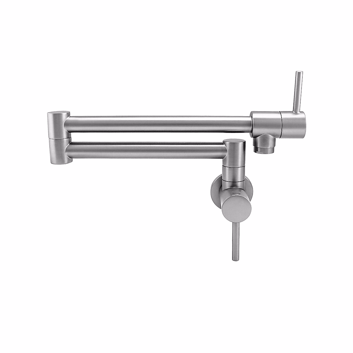 QWORK Stainless Steel Wall Mount Pot Filler Faucet - 1/2"-14 NPT Thread, Commercial Kitchen Sink Faucet with Foldable Stretchable Double Handles and Single Hole Configuration