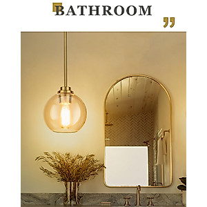 Audickic Brass Pendant Lights Kitchen Island 2 Pack, Farmhouse Gold Pendant Light with Clear Glass Globe Shade, Kitchen Island Lighting for Dining Room Entryway, AD-22280-1P2-GD-C