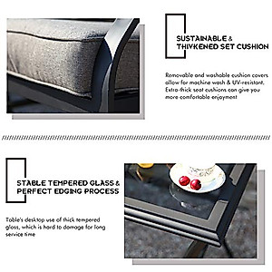 Grand patio 5 PCS Patio Conversation Set with Coffee Table Metal K/D Chat Set Rocking Patio Chair Set with Gray Water Resistant Cushions for Garden Lawn & Poolside