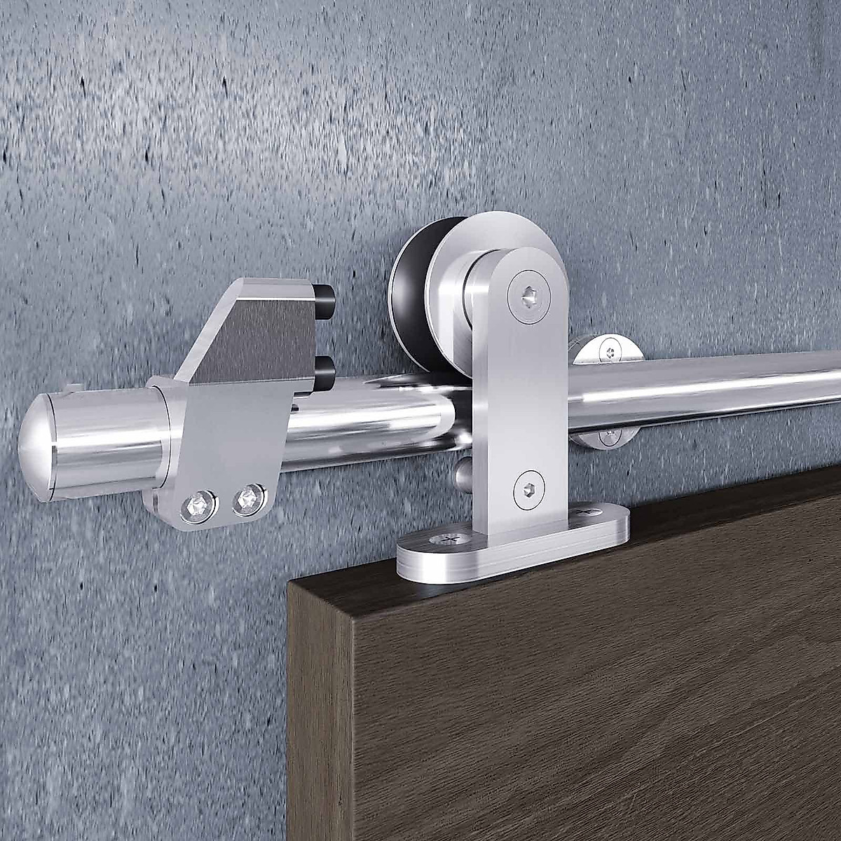 EaseLife 5 FT Top Mount Stainless Steel Sliding Barn Door Hardware Track Kit,Modern,Heavy Duty,Anti-Rust,Slide Smoothly Quietly,Easy Install (5FT Track Kit for 26"~30" Wide Single Door)