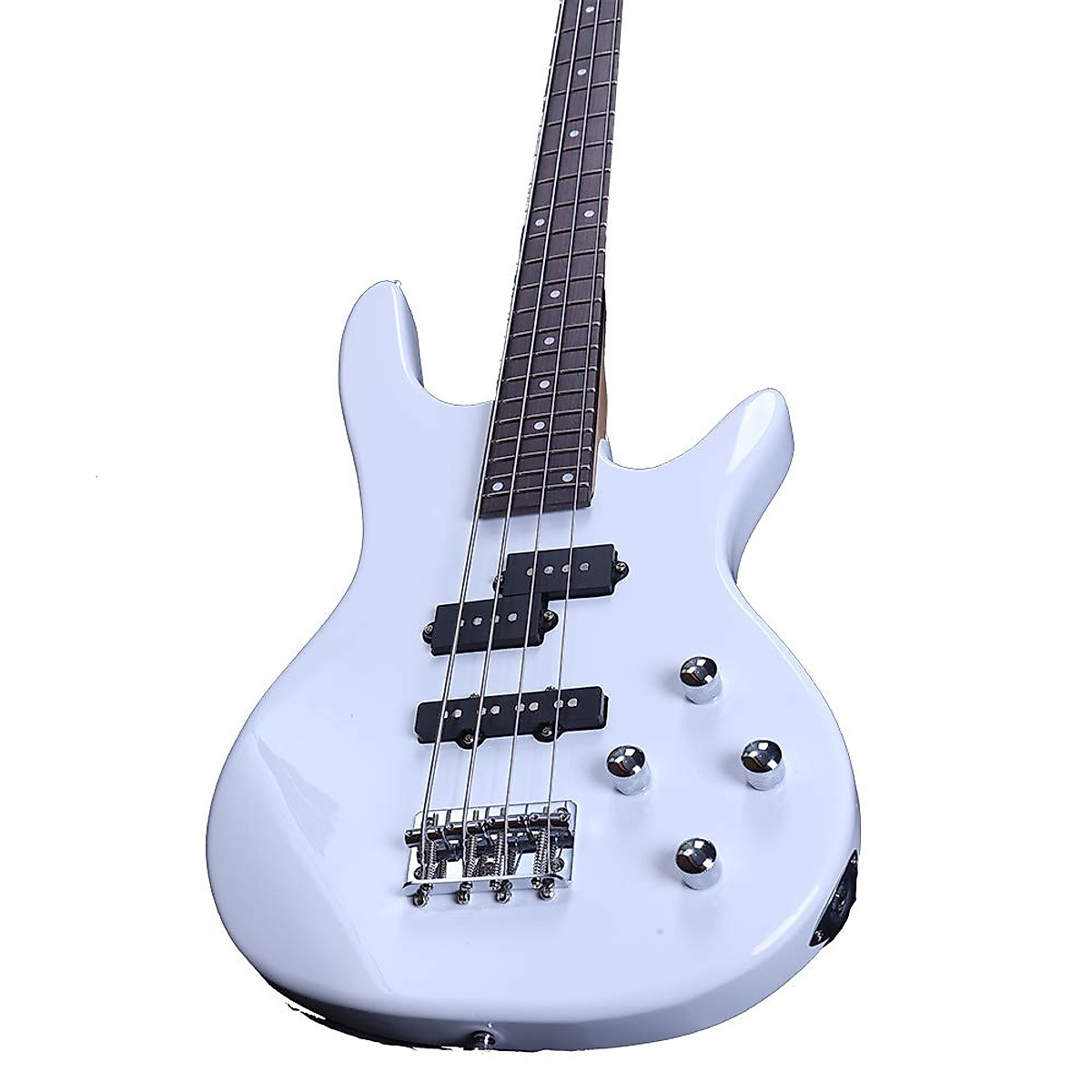 Exquisite Stylish IB Bass Guitar with Power Line and Wrench Tool (White)