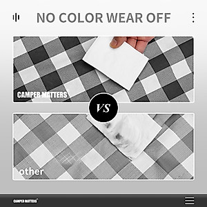 CAMPER MATTERS Picnic Table Cover and Bench Covers, Fitted Tablecloth Cover with Elastic Edge, Water and Oil Proof, for Outdoor, Garden, Camping, 96x30 Inch, 3 Pieces Set, Black & White