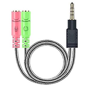 MillSO Headphone Mic Splitter, 3.5mm Headset Adapter (Microphone + Audio) 2 TRS Female to TRRS Male CTIA Stereo Jack Y Cable Compatible for Dual-Plug Gaming Headset to Xbox, PS4, Phone, Laptop, PC